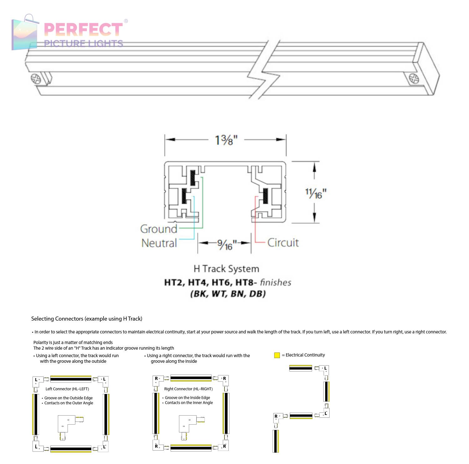 H Series Track - Two Foot Track with 2 Endcaps in White - HT2-WT ...