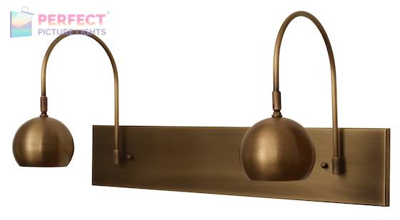 Direct Wire Halo double shade LED picture light in antique brass ...